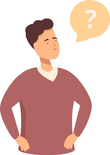 Confused young man with question mark bubble Vector Image