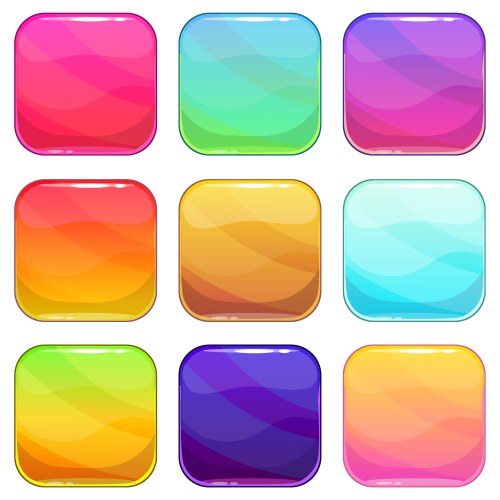Blank colorful rounded square web buttons Vector Image