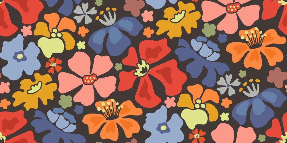Seamless pattern with hand drawn spring flowers Vector Image