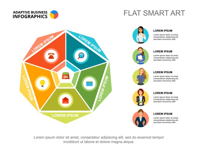 Five colleagues team process chart template Vector Image Five colleagues team process chart template Vector Image