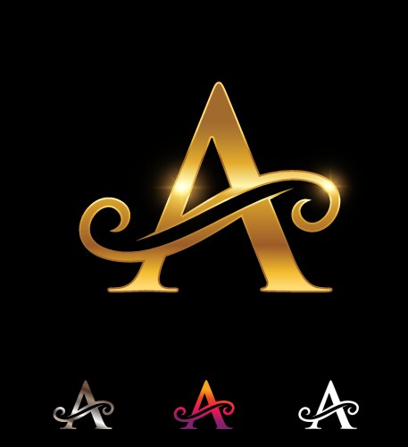Golden cursive luxury monogram logo initial Vector Image