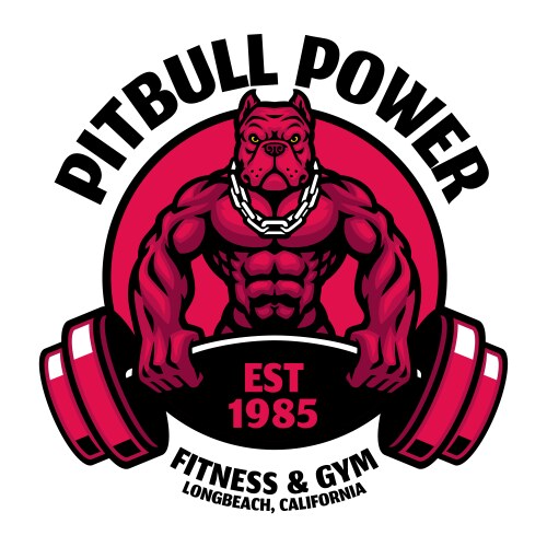 Bearded powerlifter muscle man mascot logo Vector Image