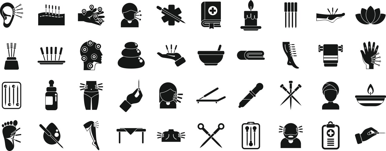 Acupuncture icons set flat meridian body Vector Image
