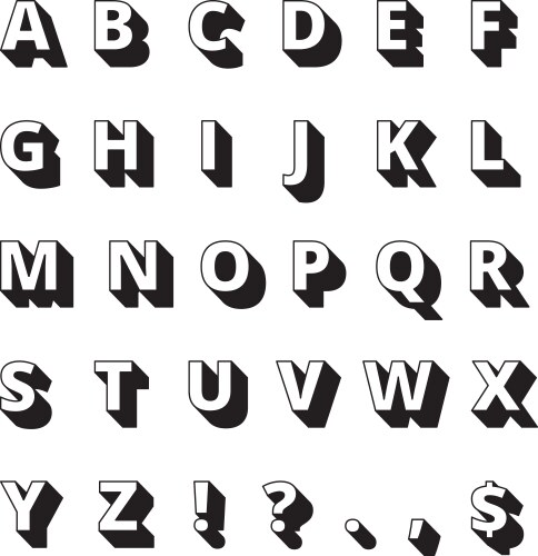 Long shadow font retro boldness 3d alphabet old Vector Image