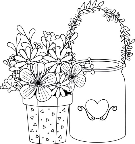 Invitation vintage card with cup pot and flowers Vector Image