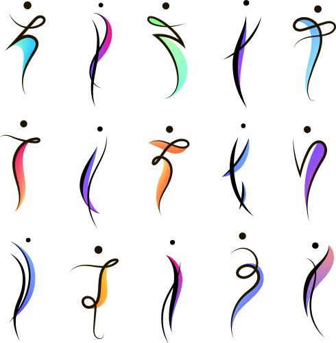 Dance movement sport and yoga people body icons Vector Image