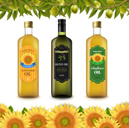 Realistic vegetable oils set Royalty Free Vector Image