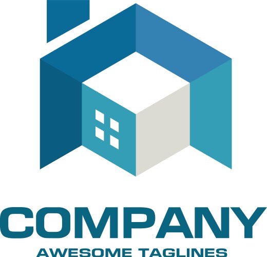 Abstract 3d cube construction logo Royalty Free Vector Image