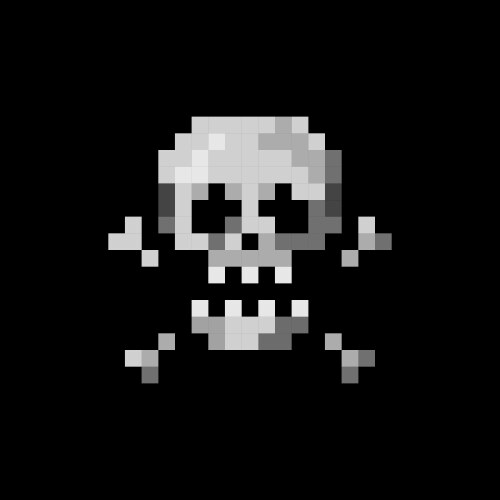 Pixel art glitch skull with crossbones - isolated Vector Image Pixel art glitch skull with crossbones - isolated Vector Image