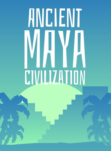 Maya civilization horizontal poster Royalty Free Vector