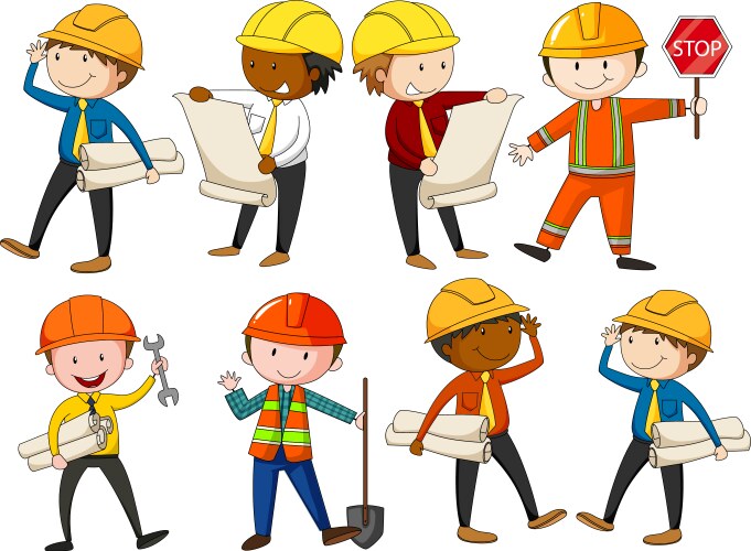 Different workers cartoon characters set Vector Image