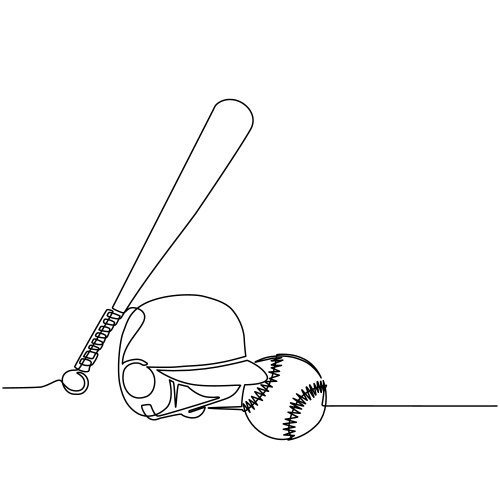 Continuous one line drawing baseball helmet Vector Image