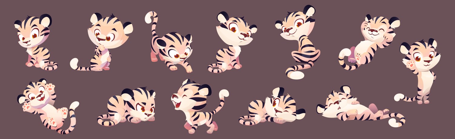 Cute tiger cartoon character funny animal mascot Vector Image