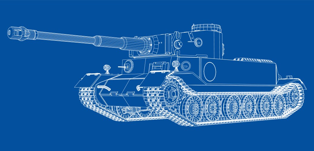 Blueprint of realistic tank Royalty Free Vector Image