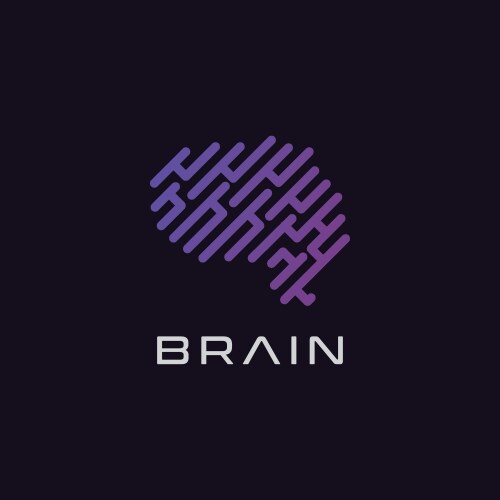 Neural network logo human brain emblem Royalty Free Vector