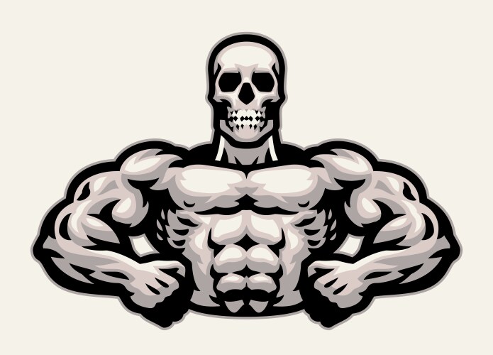 Bearded powerlifter muscle man mascot logo Vector Image