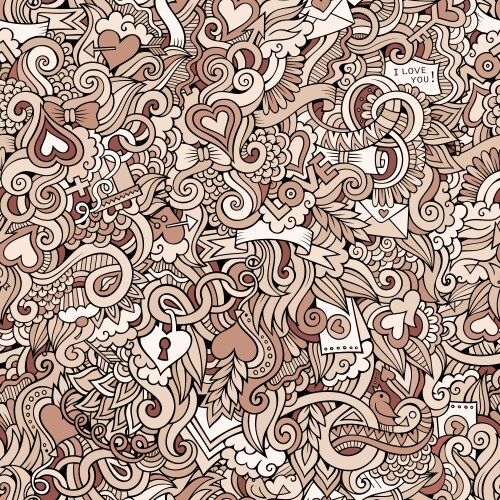 Doodles love seamless pattern Royalty Free Vector Image