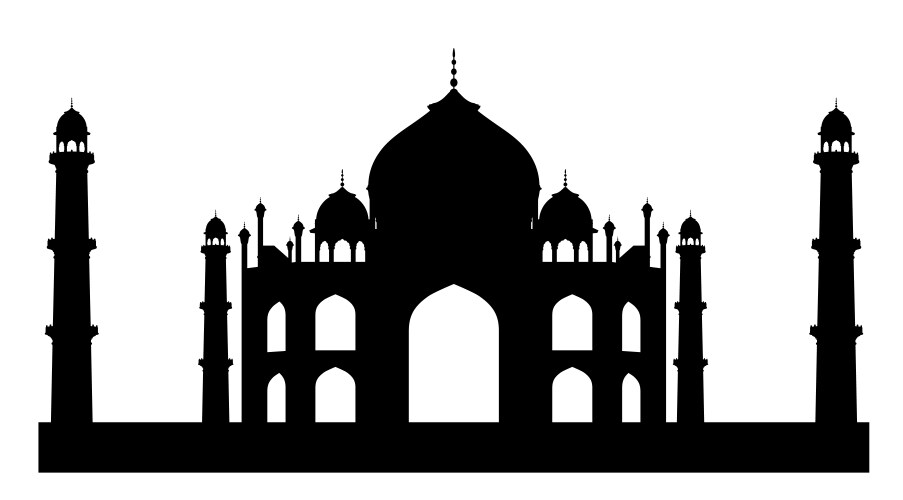 Taj mahal silhouette Royalty Free Vector Image