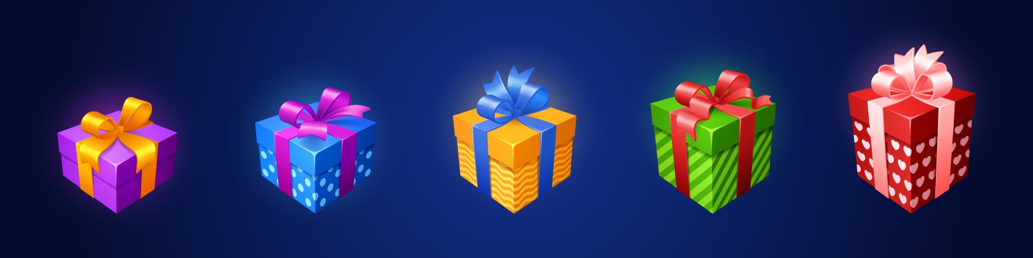 Cartoon set of colorful gift boxes Royalty Free Vector Image