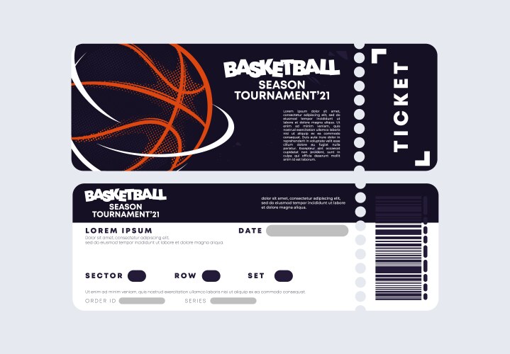 Modern basketball ticket template Royalty Free Vector Image