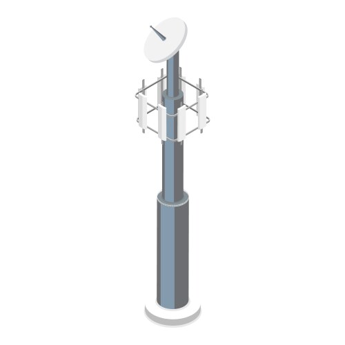 3d isometric flat set of telecom towers Royalty Free Vector