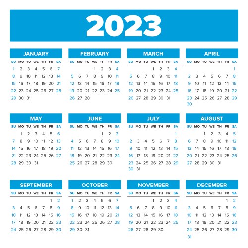 Simple 2023 year calendar Royalty Free Vector Image