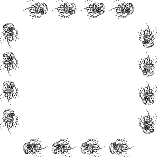 Jellyfish Frame - Black & White Royalty Free Vector