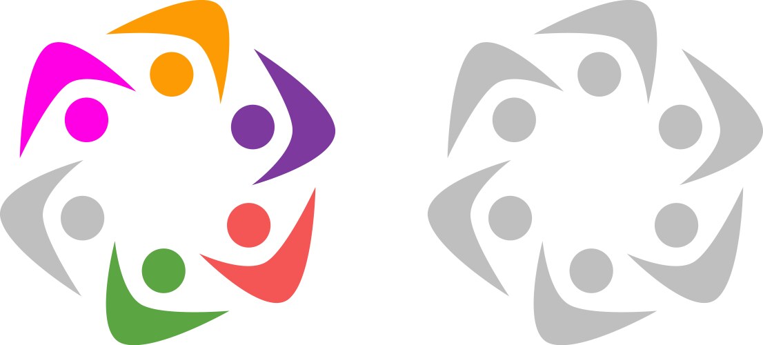 Colorful people union teamwork sign symbol logo Vector Image