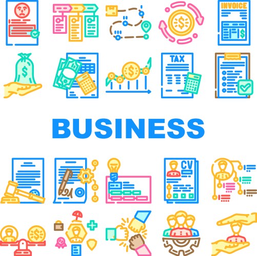 Business process technology chart icons set Vector Image