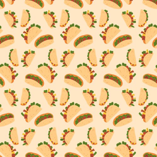 Tacos seamless pattern mexican fast food endless Vector Image