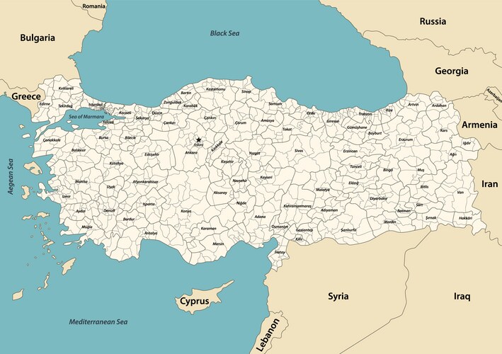 Republic of turkey - map Royalty Free Vector Image