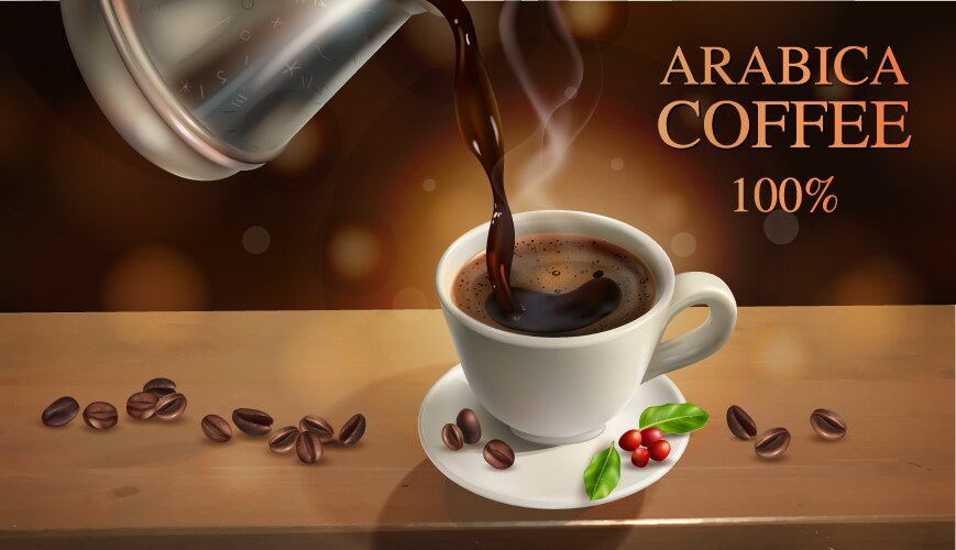 Coffee advertising design high detailed realistic Vector Image
