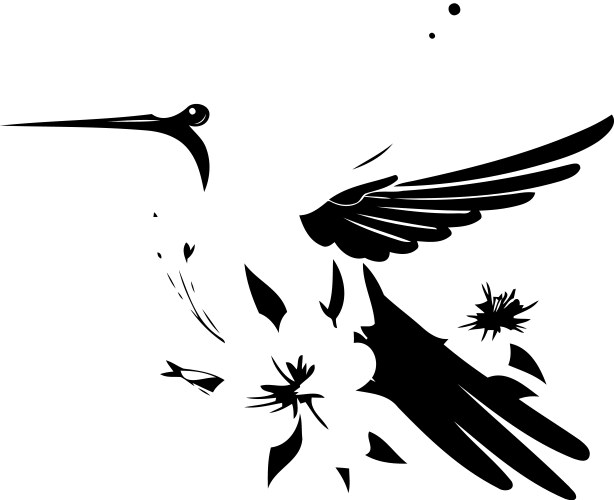 Hummingbird with flowers in flat design style Vector Image