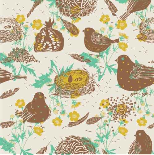 Vintage birds pattern Royalty Free Vector Image