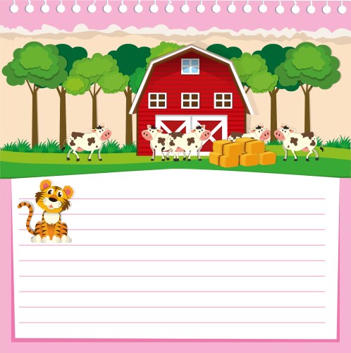 Border template with pig in the barn Royalty Free Vector