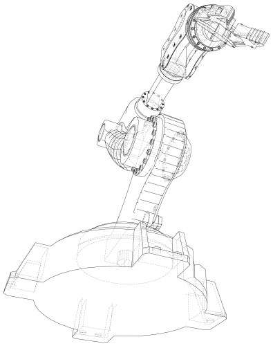 Robot or android cupped hands line art Royalty Free Vector