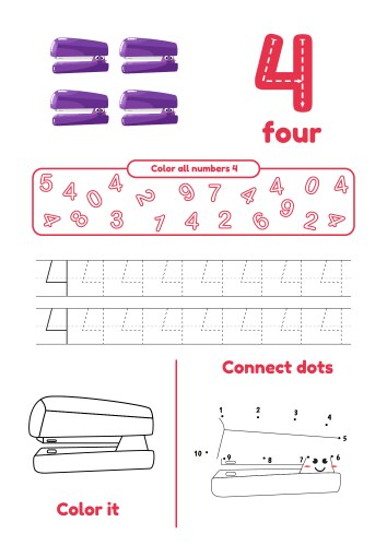 Color page dot to dot trace on one page for kids Vector Image