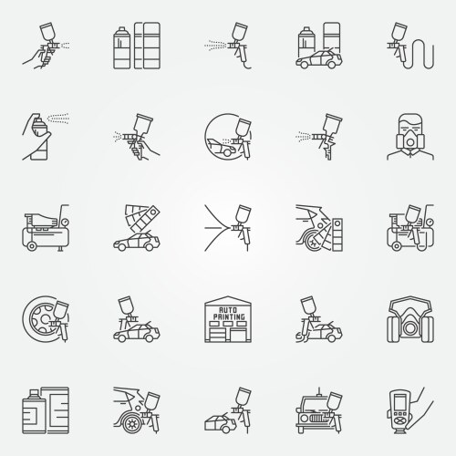 Car paint icons outline Royalty Free Vector Image