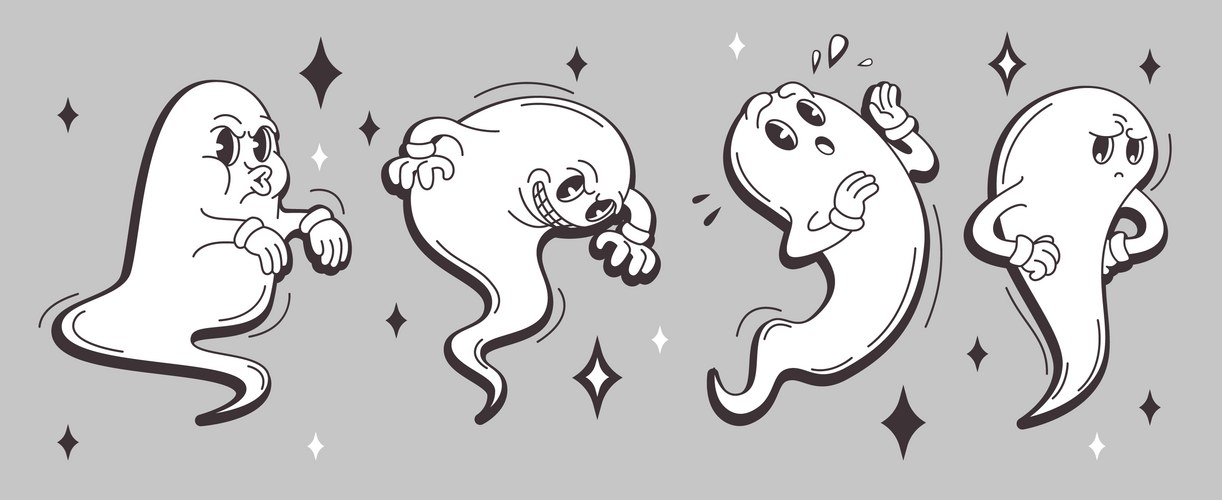 Cartoon Ghost Letters with Eyes – Royalty-Free Vector | VectorStock