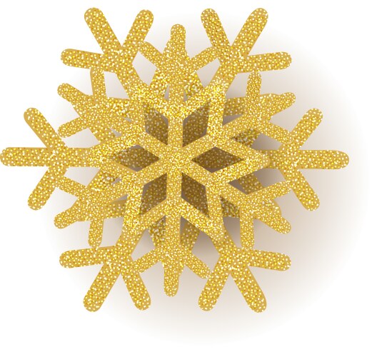 Gold glitter texture snowflake isolated on white Vector Image