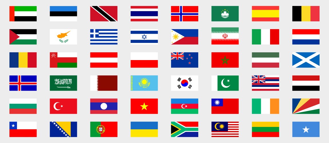 All official national flags of the world roll up Vector Image
