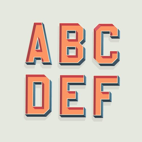 Retro font with shadow Royalty Free Vector Image