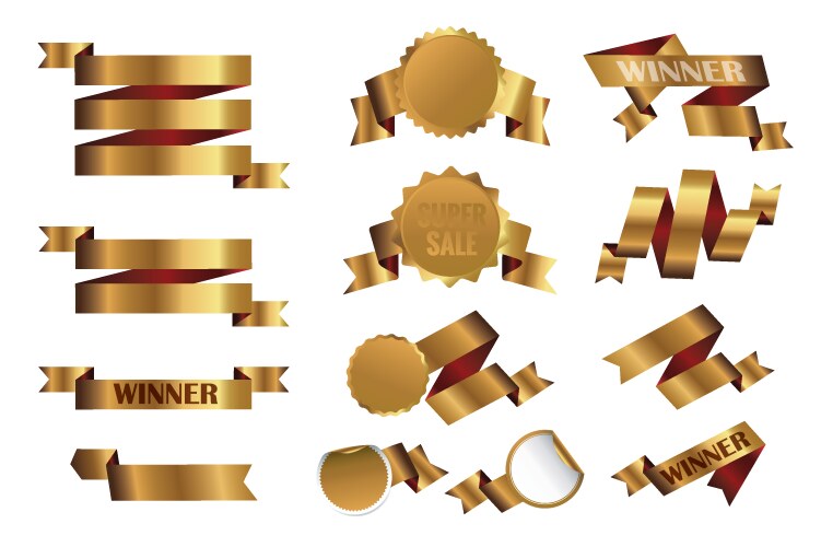 Gold ancient ribbons golden caption banners Vector Image