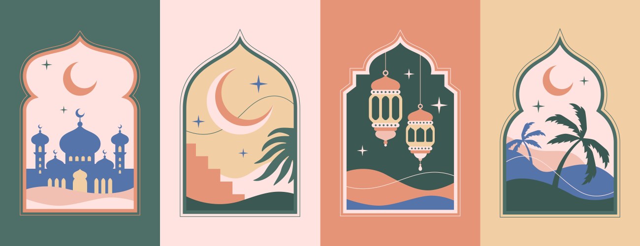 Ramadan arch windows arabian window shape Vector Image