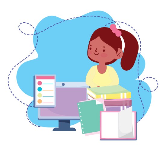 Kids learning online education Royalty Free Vector Image