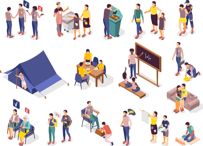 Social inequality refugees and poor people Vector Image