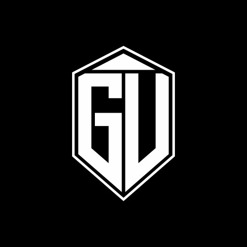 Gu logo monogram with gold colors and shield Vector Image