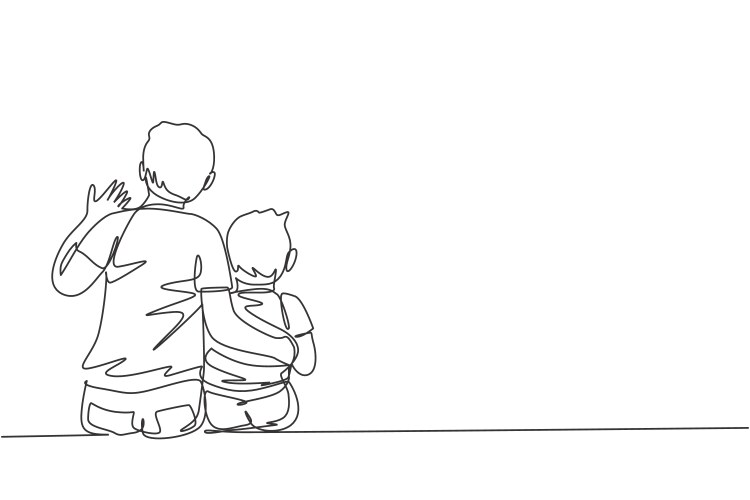 One line father dad walking with son fatherhood Vector Image