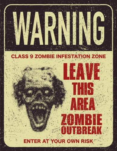 Poster zombie outbreak sign board Royalty Free Vector Image