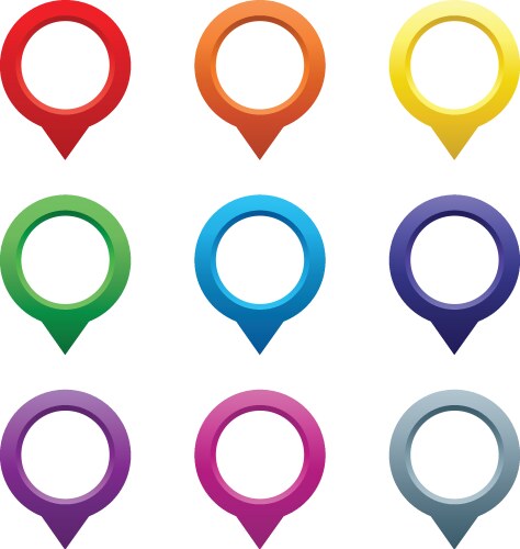 Map pointer icons set Royalty Free Vector Image
